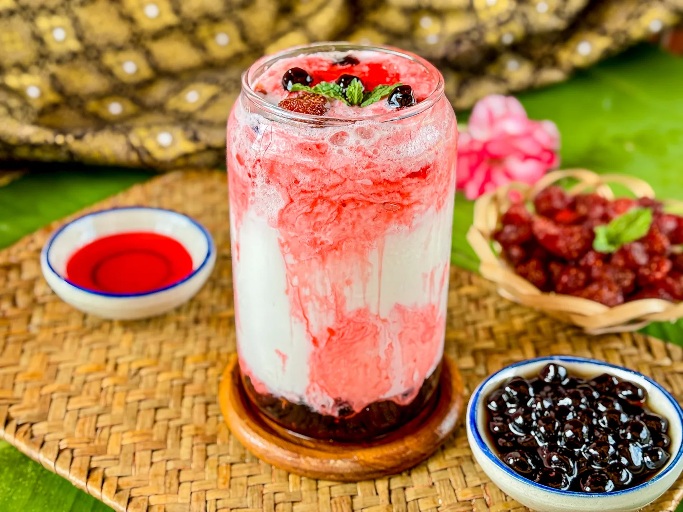 Easy Strawberry Boba Recipe (Bubble Tea)